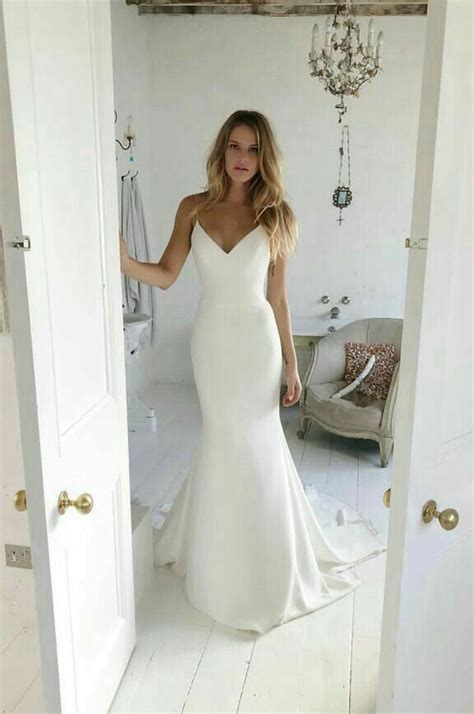 Fine Satin Mermaid Wedding Gown With Spaghetti Straps Loveangeldress