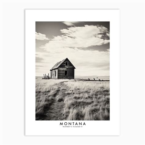 Poster Of Montana Black And White Analogue Photograph 3 Art Print By