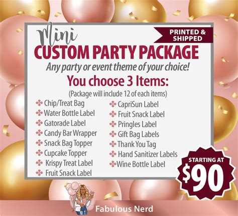 Mini Custom Personalized Party Favor Bundles Printed And Etsy