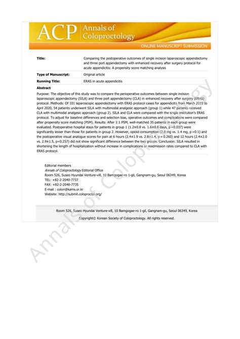 Pdf Comparing The Postoperative Outcomes Of Single Incision