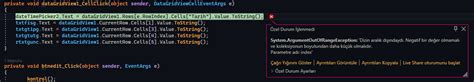 datagridview de system argumentoutofrangeexception hatası