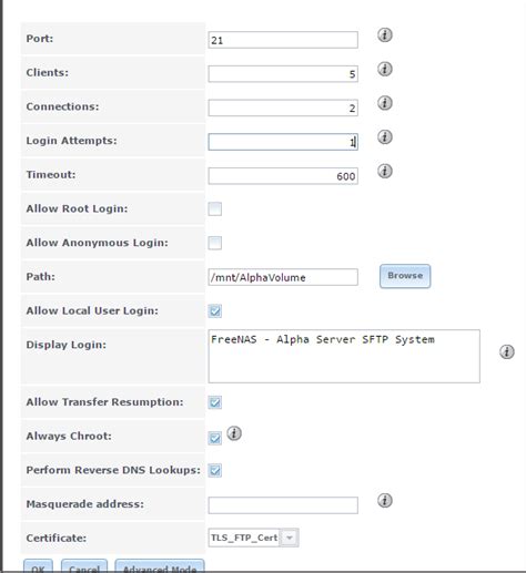 tls failing to initialize over ftp filezilla to freenas truenas