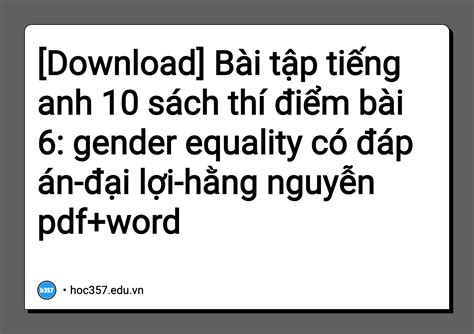 Hình Minh Họa Bài Tập Tiếng Anh 10 Sách Thí điểm Bài 6 Gender Equality