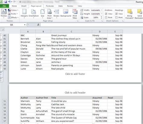 print header on each page excel