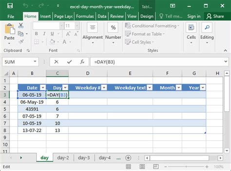 text formula in excel for month and year