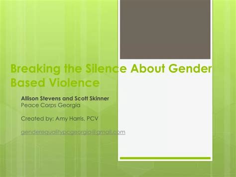 Ppt Breaking The Silence About Gender Based Violence Powerpoint
