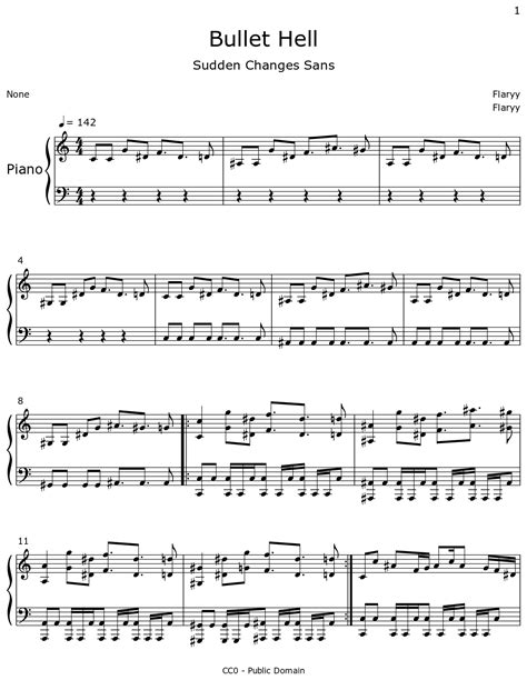 bullet hell sheet music for piano