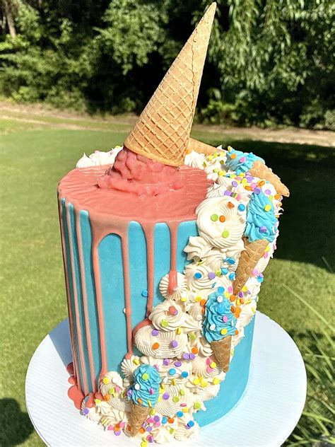 [homemade] Melting Ice Cream Cone Drip Cake R Food