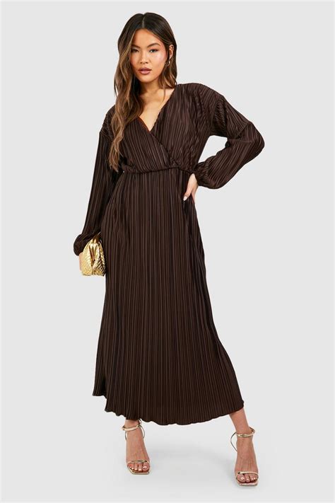 Wide Plisse Wrap Midi Dress Boohoo Usa