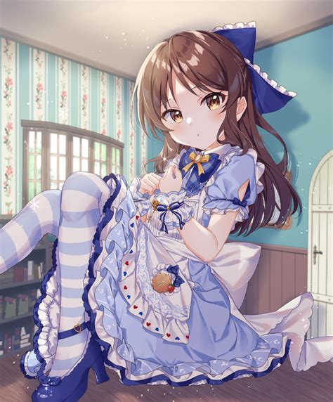 Safebooru 1girl Absurdres Blue Bow Blue Dress Bow Breasts Brown Eyes