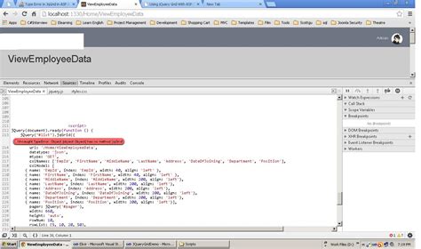 type error in jqgrid in asp mvc3 razor stack overflow