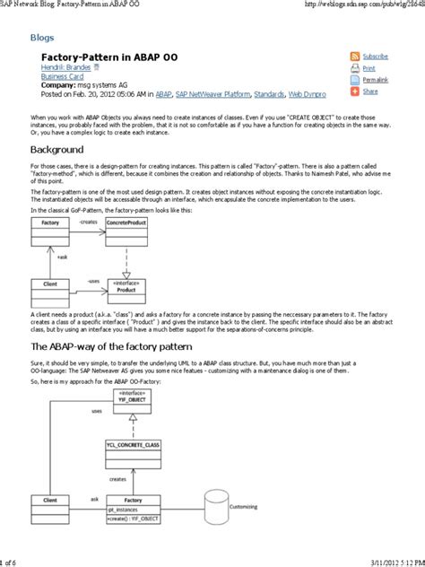 factory pattern in abap oo interface computing class computer