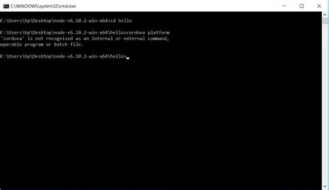 android cordova not recognized as external command inside project