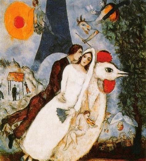 The Bridal Pair With The Eiffel Tower Art Print By Marc Chagall King