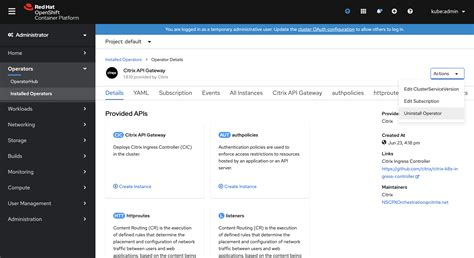 deploy citrix api gateway using red hat openshift operators