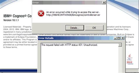 the request failed with status 401 unauthorized when launching
