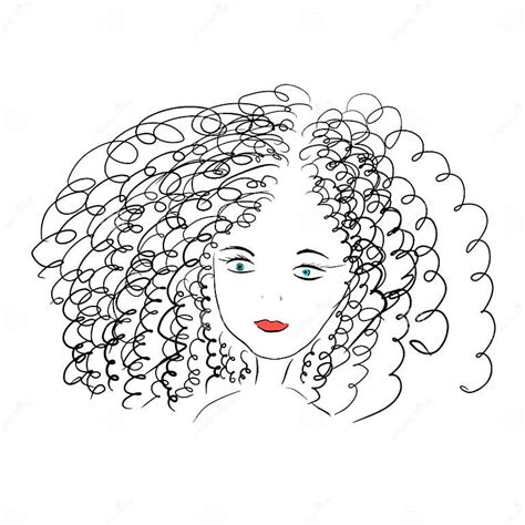 Curly Girl With Blue Eyes Stock Vector Illustration Of Portrait