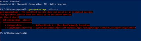 unable to use get appxpackage command in powershell microsoft community