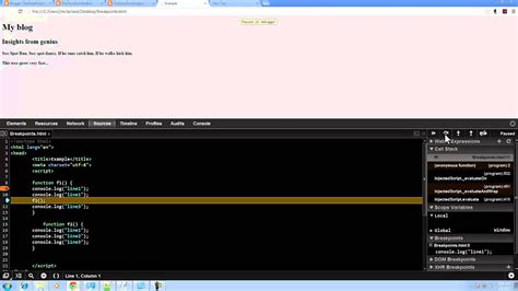 chrome javascript console stepping into over or out of functions