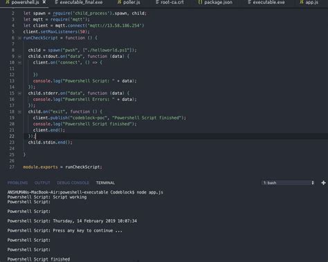 node js error on running a node application executable that executes