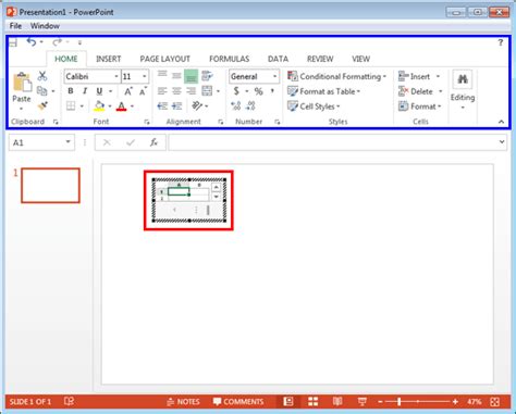 insert excel spreadsheet in powerpoint 2013