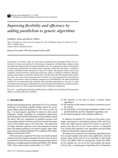 improving flexibility and efficiency by adding parallelism to genetic