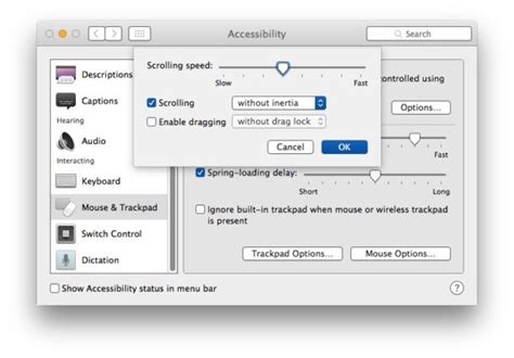 disable inertia scrolling in mac os x