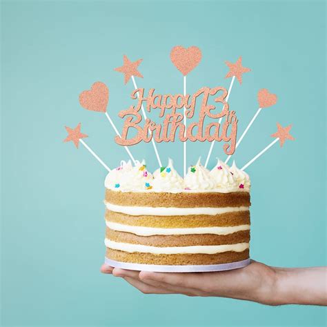 Humairc 13th Rose Gold Cake Decorations Happy Birthday Cake Topper For