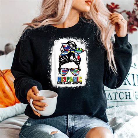 National Hispanic Heritage Month Latin Flags Messy Bun Shirt Fantasywears