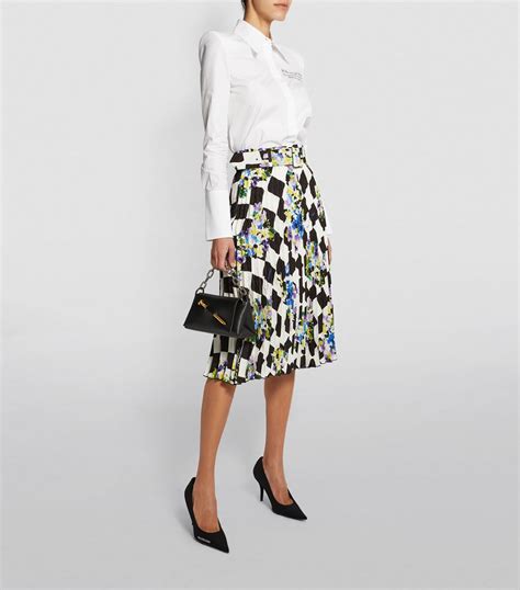 Womens Off White Black Checkerboard Print Midi Skirt Harrods Uk