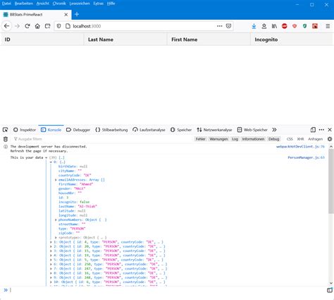 javascript react primereact app not rendering datatable content