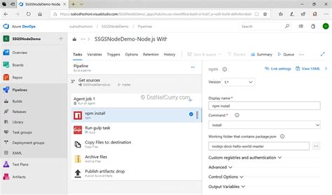 using azure devops for nodejs application optimization using gulp