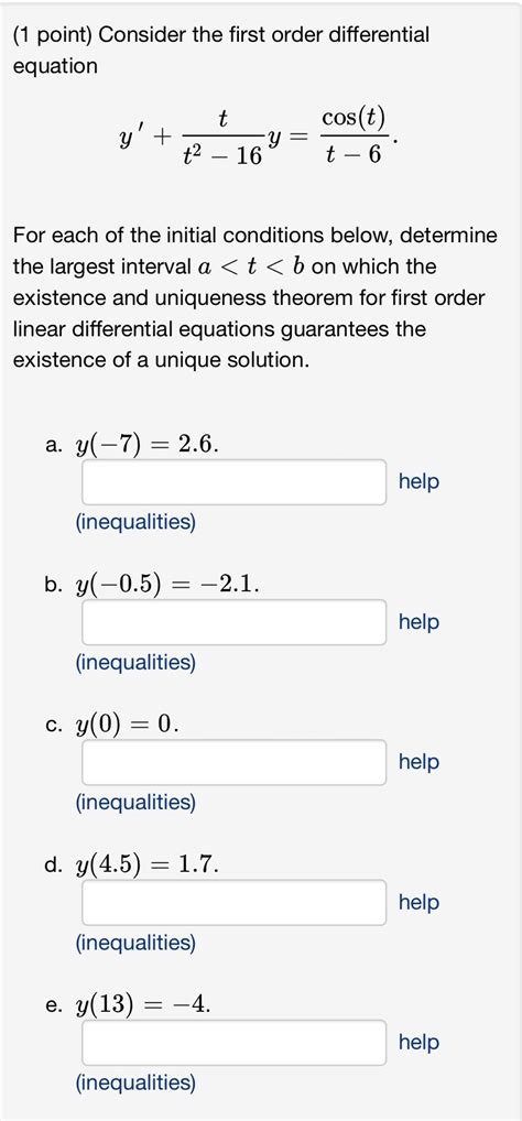 Solved 1 ﻿point ﻿consider The First Order Differential