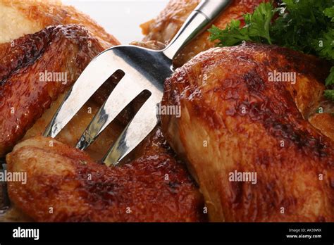 Roasted Chicken Meat On A Plate Oven Food Nobody From Above Overhead