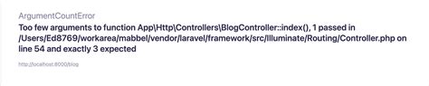 laravel php 8 throws error too few arguments to function fix