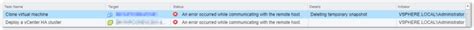 vmware vcha deployment failed with nfs datastore error occurred while