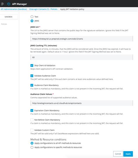 mulesoft api gateway jwt authorization via onelogin onelogin developers