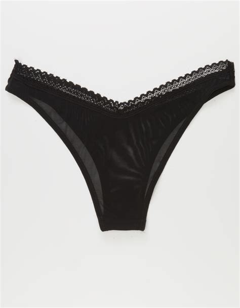 Full Tilt Mesh Crossover Waist Cheeky Panties Black Tillys