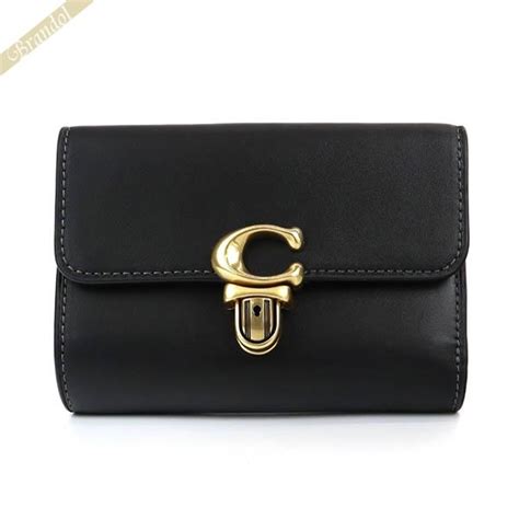 コーチ Coach 二つ折り財布 レディース レザー ミディアム ウォレット シンプル ブラック C6727 B4 Bk Co C6727