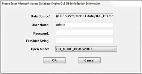 oledb connection string for access with password misbah
