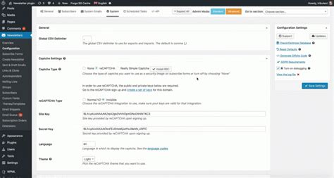 wordpress newsletter plugin captcha settings configure security captcha
