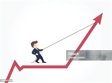 Pengusaha Menarik Grafik Panah Ke Atas Dengan Tali Ilustrasi Vektor