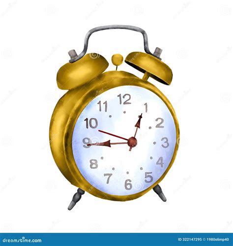 Yellow Round Alarm Clock Isolated On A White Background The School
