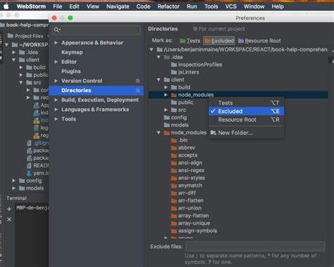 can t succeed in unexcluding node modules in webstorm node