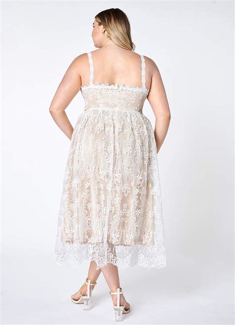 White My Dearest White Lace Sleeveless Midi Dress Azazie