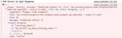 wordpress undefined offset 0 php errors in ajax response stack