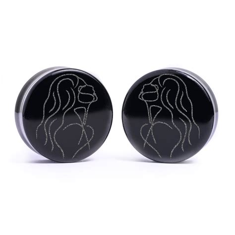 Virgo Zodiac Plug Gauge Black Glass Flat Faced Double Flare Uk