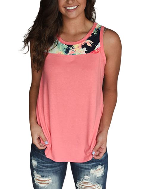 Plus Size Women Floral Print Sleeveless Shirt Tunic Blouse