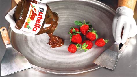 Asmr Nutella And Strawberry Ice Cream Rolls Oddly Satisfying Fast