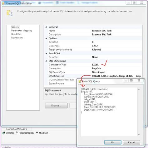 ssis file systemtask to create an excel file dynamically from a sql